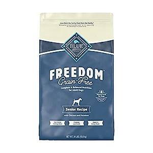 Blue Buffalo Freedom Grain Free Natural Senior Dry Dog Food, Chicken 24-lb