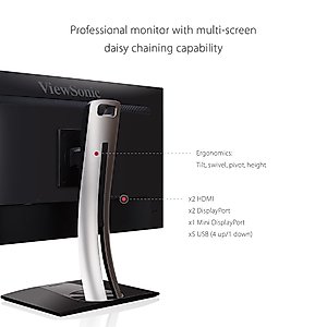 ViewSonic VP2768 PRO 27" 1440p Monitor with 100% sRGB Rec 709 14-bit 3D LUT and Color Calibration for Photography and Graphic Design