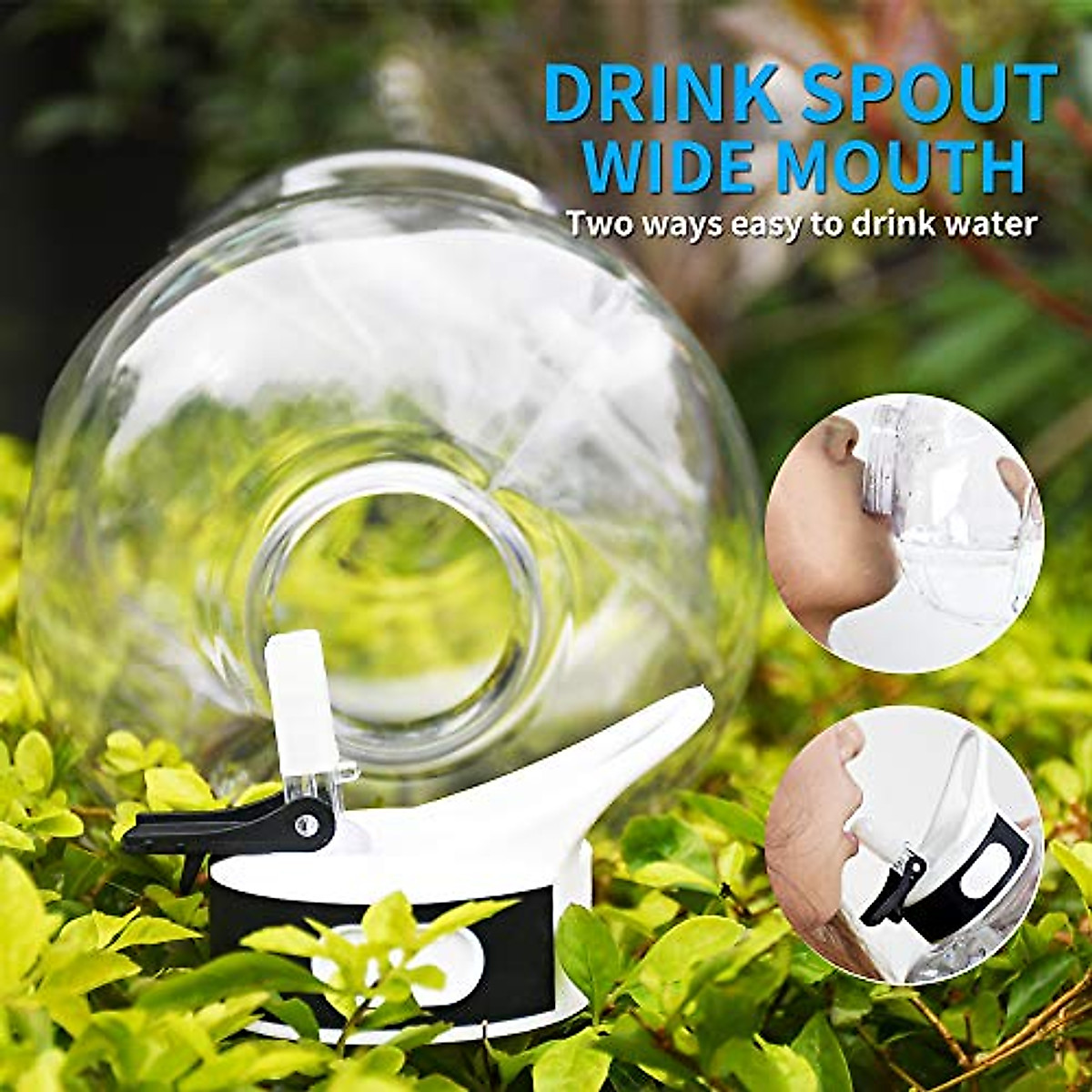 128OZ/1 Gallon Motivational Water Bottle with Time Marker, Large Jug for Sports, Two Handles BPA Free (white)