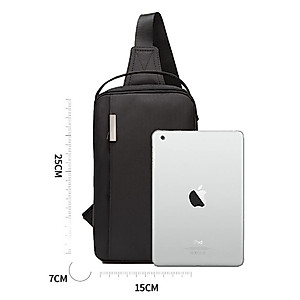 YUKABAN Sling Bag Water Resistant Shoulder Chest Crossbody Bags Sling Backpack for Men Women (Black)