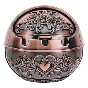 Veemoon Windproof Metal Ashtrays with Lid Vintage Decorative Ashtray Desktop Smokeless Ashtray Fancy Ashtray Gift for Home Office