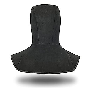 Black Leather Welding Jacket with Hood, Heavy Duty FR Split Cowhide Leahter Work Safety Jackets, Welder Jackets for Men & Women(3XL)