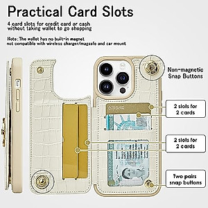 CUSTYPE for iPhone 13 Pro Max Wallet Case with Card Holder,PU Leather Protective Case with Ring Holder Kickstand Card Slots Case for Women and Men for iPhone 13Pro Max 6.7"-Beige