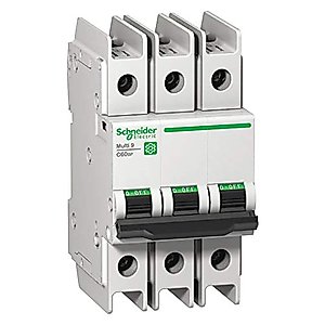 Schneider Electric Miniature Circuit Breaker, 3 Amps, C Curve Type, Number of Poles: 3