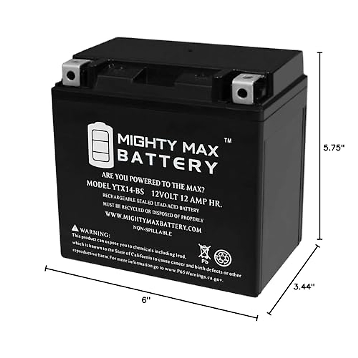 Mighty Max Battery YTX14-BS Replacement Battery for HONDA VTX1300 CRS 03-09