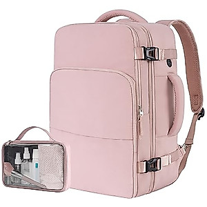 Beraliy Travel Backpack, Airline Approved Personal Item Bag, Carry On Backpack for Women,Lightweight Weekender Bag, Laptop Backpack Hiking Business Casual Daypack, Pink