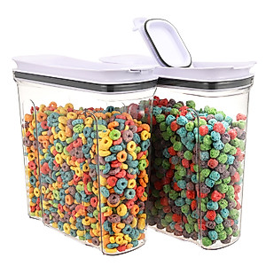 FreshKeeper Cereal Containers Storage Set, Airtight Food Storage Container with Lid 4L/135.2oz, 2PCS BPA-FREE Plastic Pantry Organization Canisters for Rice Cereal Flour Sugar Dry Food in Kitchen