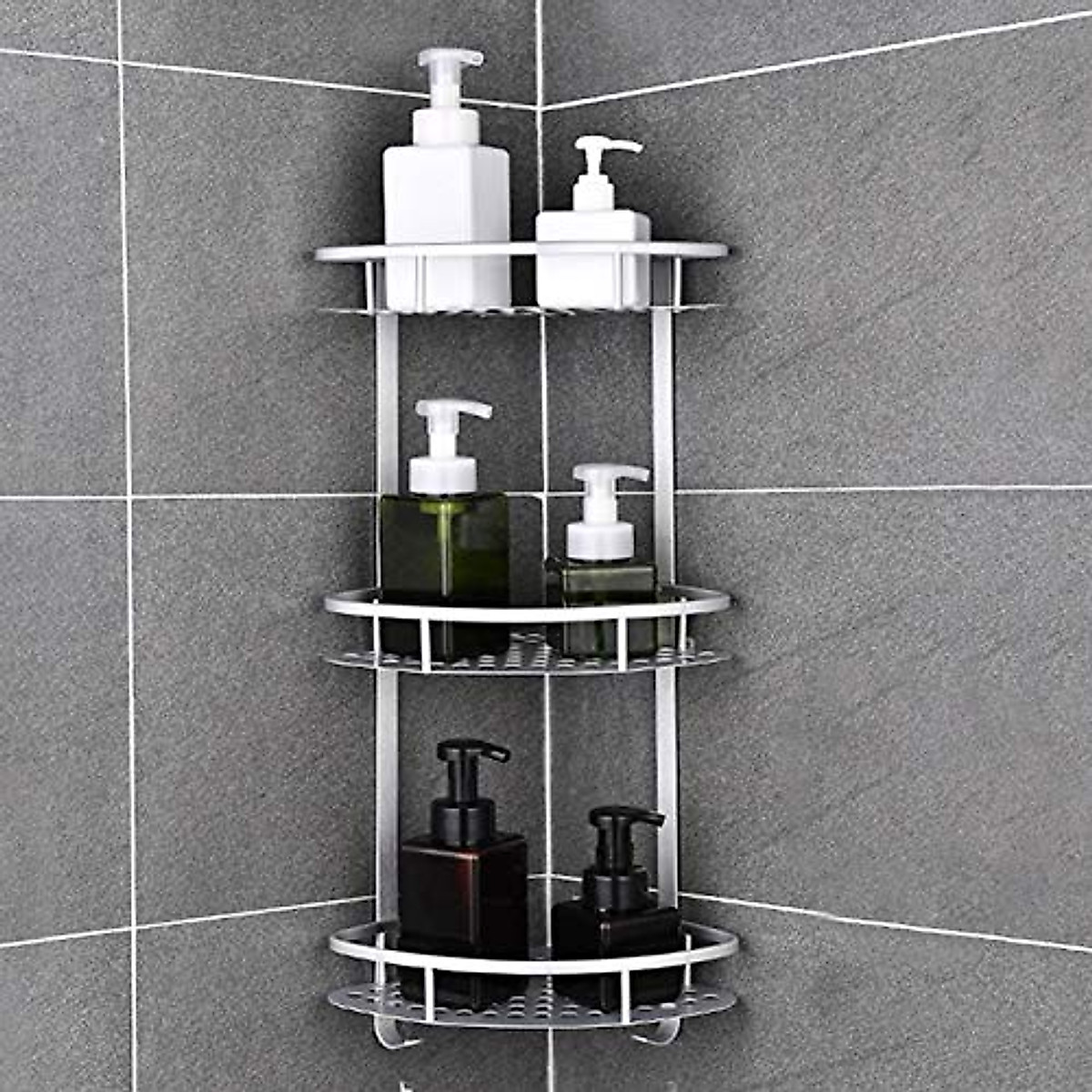 Corner Shower Caddy 3 Tiers Organizer Shelf Corner, Rustproof, Plastic Shower Rack Stands for Inside Bathroom Toilet Kitchen Bathtub Shower pan