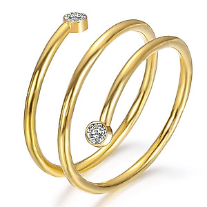 MYNENEY Stainless Steel Braided Wrap Wave Stacking Promise Statement Cocktail Party Ring (Gold, 10)