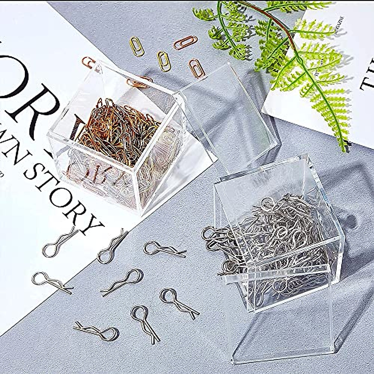 NA Clear Acrylic Plastic Square Cube Jewelry Box Mini Storage Containers with Lids Storage(8 Pieces)