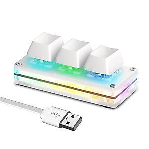 Ecarke USB Mini 3-Key OSU Keypad Hotswap One Handed Mechanical Gaming Keyboard Programming Macro Cherry Switch RGB Backlit Mini USB Keypad for Windows Mac macros or Rhythm Games