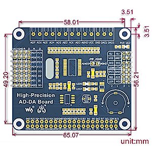 Waveshare High-Precision AD/DA Expansion Board for Raspberry Pi Series Boards/Jetson Nano Development