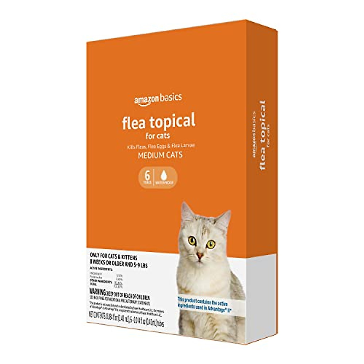 Amazon Basics Topical Flea Treatment for Medium Cats (5-9 Pounds), 6 Count (Previously Solimo)