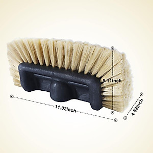 MEEJIE 10.8" Flow-Thru Soft Car Wash Brush Head for Auto Cars RV SUV Deck Truck Boat House Siding Camper Exterior Washing Cleaing Floors, Gold