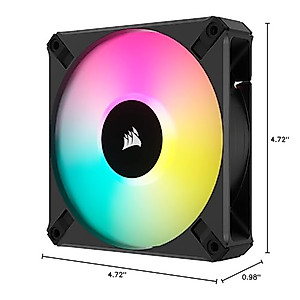 Corsair iCUE AF120 RGB Elite 120mm PWM Fan - Eight RGB LEDs - AirGuide Technology - Fluid Dynamic Bearing - Zero RPM Fan Mode - CORSAIR iCUE Software Compatible - Black For Desktop