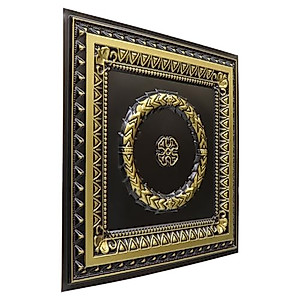From Plain To Beautiful In Hours 210 Laurel Wreath PVC 2' x 2' Lay-in or Glue-up Ceiling Tile, Pack of 10, Antique Brass, 10 Piece