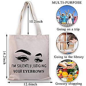 BDPWSS Esthetician Tote Bag Beautician Gift I'm Silently Judging Your Eyebrows Funny Esthetician Supplies Bag (judging eyebrows TG)
