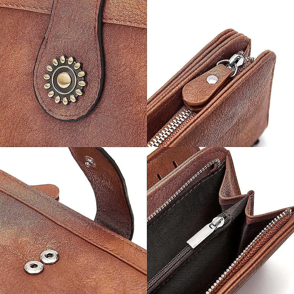 BOSTANTEN Womens Wallet Leather Large Capacity Wristlet Clutch Purse Credit Card Holder with RFID Blocking Brown