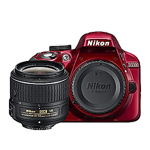 Nikon D3300 24.2 MP CMOS Digital SLR with Auto Focus-S DX NIKKOR 18-55mm f/3.5-5.6G VR II Zoom Lens (Red)
