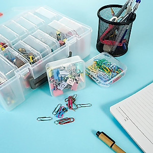 Letken 18 Pieces Small Plastic Craft 0rganizers and Storage, Transparent Box with Hinged Lid for Storage of Jewelry, Diamonds, DIY Art Craft Accessory