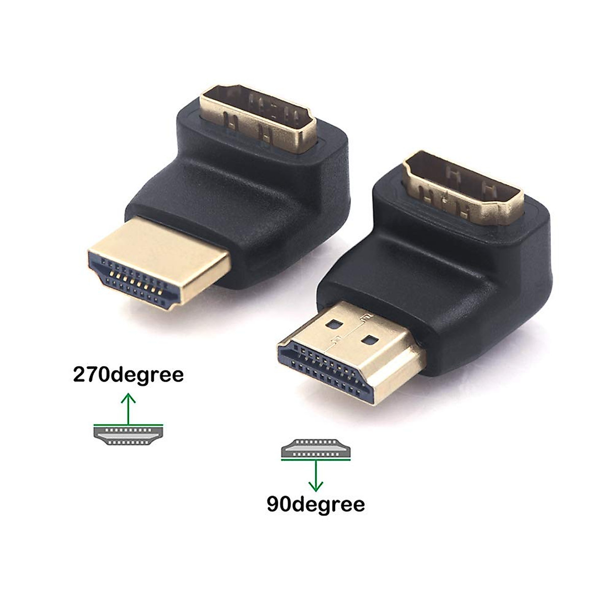 VCE HDMI 90 and 270 Degree Adapter 6-Pack, Right Angle HDMI Adapter Male to Female L-Shape Connector with 4K@60Hz, 3D for TV Stick, HDTV, PC