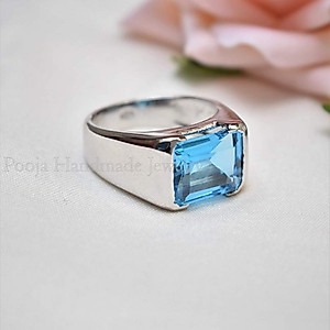 blue topaz rings 925 sterling silver ring mens gemstone ring ottoman jewelry turkish mens rings signet ring pinky ring heavy mens ring handmade ring boys signet jewellery wedding gift