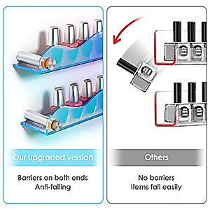 NiHome Iridescent Clear Acrylic Floating Shelves Set of 6, Modern Stylish Display and Storage 15"x2" Large Ledge Shelves for Bathrooms, Living Spaces and More