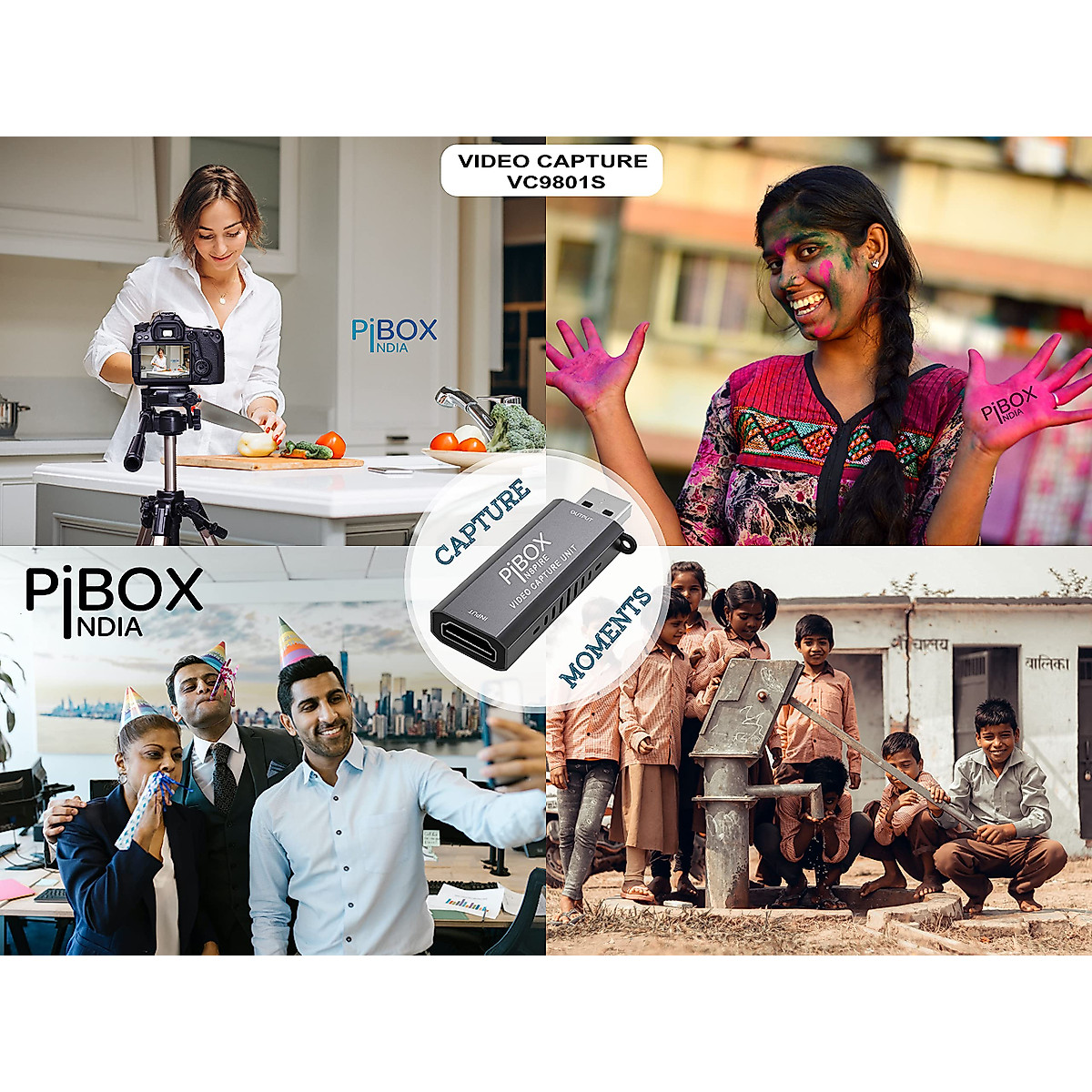 PiBOX India, Video Capture Card, 4K HDMI to USB 3.0 Game Capture Device Aluminium Windows Android Mac,HD 1080P Audio Video Card Live Streaming Gaming Conference, or Live Broadcasting