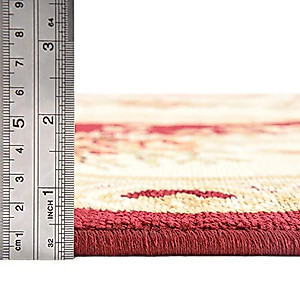 Rugs.com Chateau Collection Rug – 7' Round Red Medium Rug Perfect for Kitchens, Dining Rooms