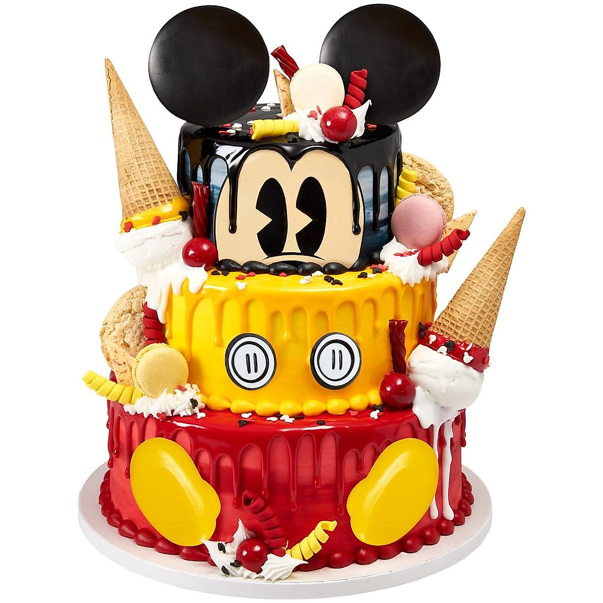 DecoSet® Disney Mickey Mouse Cake Topper, 7-Piece Topper Set with Ears, Eyes, Buttons and Shoes, Made of Food-Safe Plastic, Multiple, 1 SET