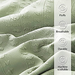Geniospin Queen Comforter Set, Bed in a Bag Sage Green 7-Pieces, Botanical Pattern, All Season Comfortable Seersucker Bedding with Comforter, Sheets, Pillowcase & Shams (Queen, 90"x90")