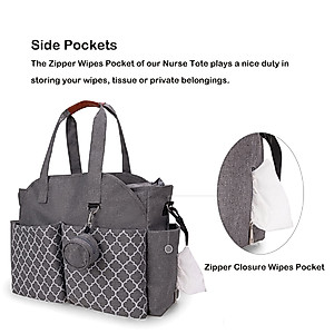 Korolev Nurse Bag for Work, Nurse Tote Bag, Nursing Bag with Multiple Pockets for Nurse and Working Women, Gray
