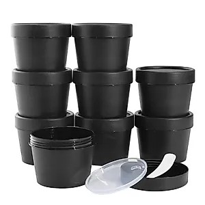 LONGWAY 3.4oz/100ml Empty Leakproof Cosmetic Pot Jars，Wide-Mouth Plastic Mask Container with Dome Lids for Beauty Products, DIY Slime Making or Travel Storage MakeUp（Black）