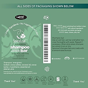 SpiraLeaf Shampoo & Shave Bar, Essential Oils, Limited Ingredients, Concentrated Formula, USA Made (Evergreen)