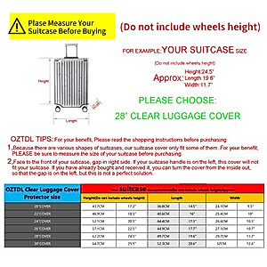 OZTDL 28 Inch Dust-proof See Through Luggage Cover Protector Bag PVC Full Clear Suitcase Cover Protectors Waterproof Transparent Travel Luggage Sleeve (28"=24.5" H x 19.6" L x 11.7" W)