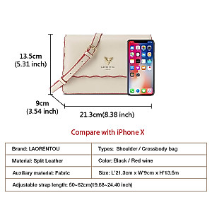 LAORENTOU Cowhide Shoulder Bag for Women Small Crossbody Bag for Women Leather White Purse for Women