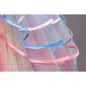 NNJXD Girl Dress Kids Ruffles Lace Party Wedding Dresses Size (110) 3-4 Years Flower 736 Pink