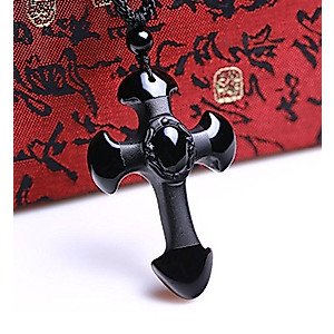 Natural Obsidian Cross Pendant