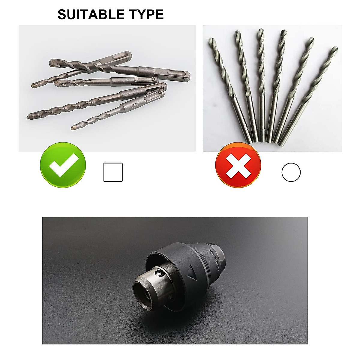 Create idea SDS Plus Drill Chuck 2608572213 Black Compatible With Bosch GBH2-26DFR GBH2-28DFV GBH4-32DFR Hammer Drills Replacement Parts