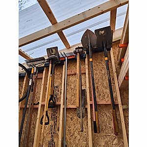 TIDYME Garage Tool Organizer Wall Mount - Sturdy Storage Rack with Adjustable Hooks, Anti-Rust Panel - Easy Installation, 300lbs Capacity - Garden Tool Organizer for Garage (03 Racks & 06 Hooks)