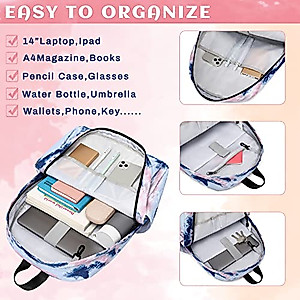 Lohol Galaxy School Backpack with Lunch Box, Lightweight Water Resistant BookBag Set for Kids Girls Teens (Pink&Purple