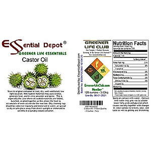 Essential Depot Castor Oil -1 Gallon - 128 oz - safety sealed HDPE container with resealable cap