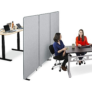 Stand Steady ZipPanels Office Partition | Room Dividers | Three Zip Together Panels Provide Privacy and Reduce Ambient Noise in Workspace, Classroom and Healthcare Facilities (Light Gray / 3 Panels)