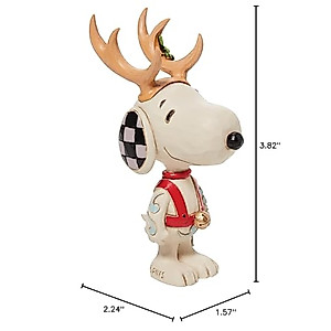 Enesco Jim Shore Peanuts Snoopy Reindeer Miniature Figurine, 3.82 Inch, Multicolor