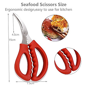 2 Pack Seafood Scissors,Seafood Fish Crab Shrimp Lobster Scissors Stainless Steel Shears for Kitchen Tools