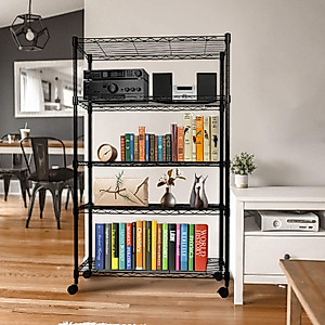 Simple Deluxe Heavy Duty 5-Shelf Shelving Unit 1250Lb Capacity, 29.92" D x 13.98" W x 62.99" H, 5 Tier, Black