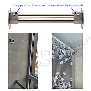 FYTRONDY Stainless steel Wardrobe Closet Rod Bracket, U-Shaped Open type Socket bracket, Shower Curtain Rod Pole End Supports Sockets Flange (1-1/4 INCH, 4 PACK)