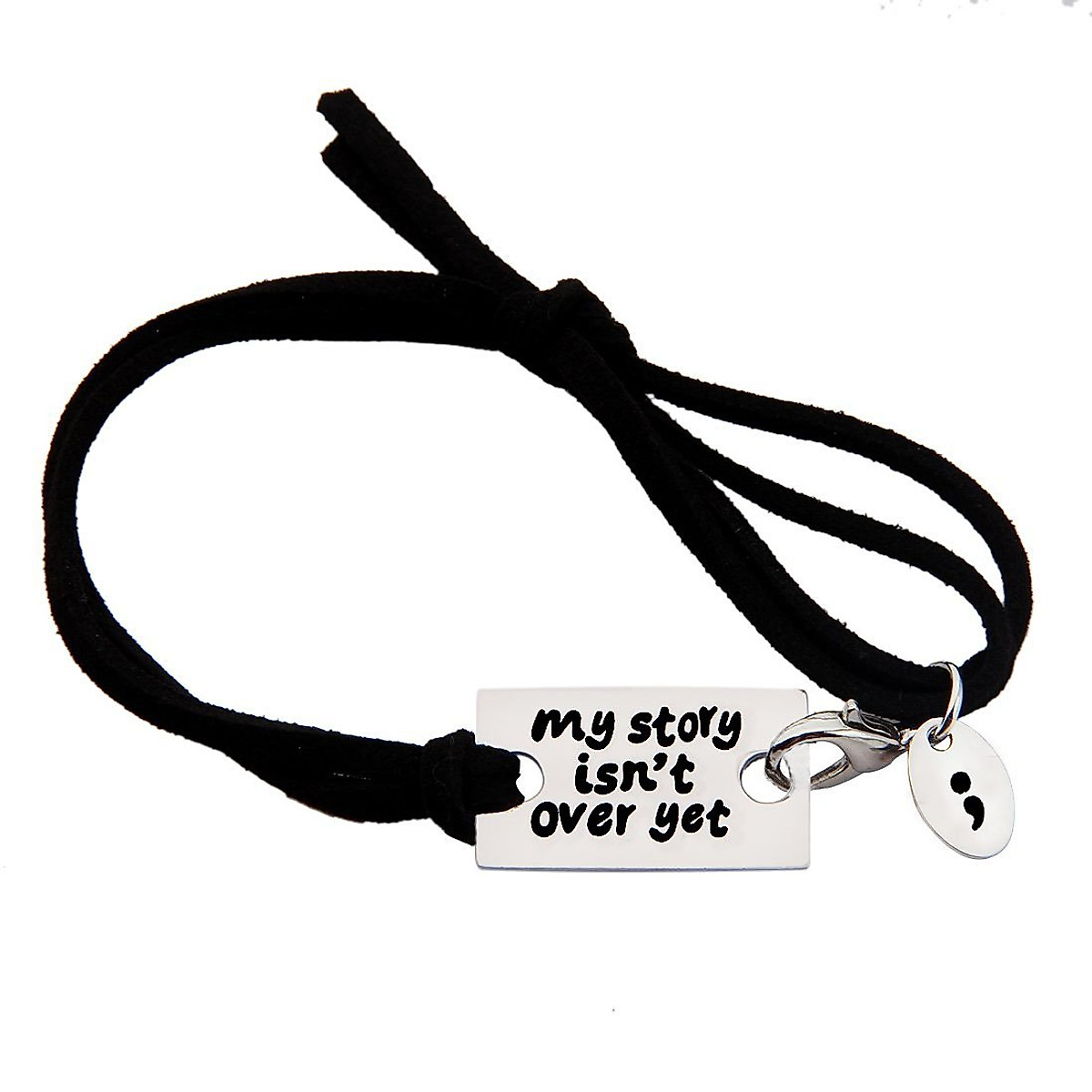 WUSUANED Semicolon Inspirational Bracelet Motivational Quote Jewelry Semicolon Charm Bracelet Gift For Women