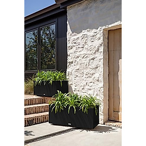 Veradek Block Series Long Box Planter - Large Rectangular Planter for Outdoor Patio/Porch | Durable All-Weather Use with Drainage Holes | Modern Décor for Tall Plants, Flowers or Shrubs