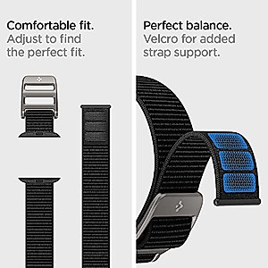 Spigen DuraPro Flex Designed for Apple Watch Band for Apple Watch Ultra 49mm, Series 8/7 45mm, Series SE2/6/SE/5/4 44mm and Series 3/2/1 42mm Adjustable Solo Loop Band Strap - Black